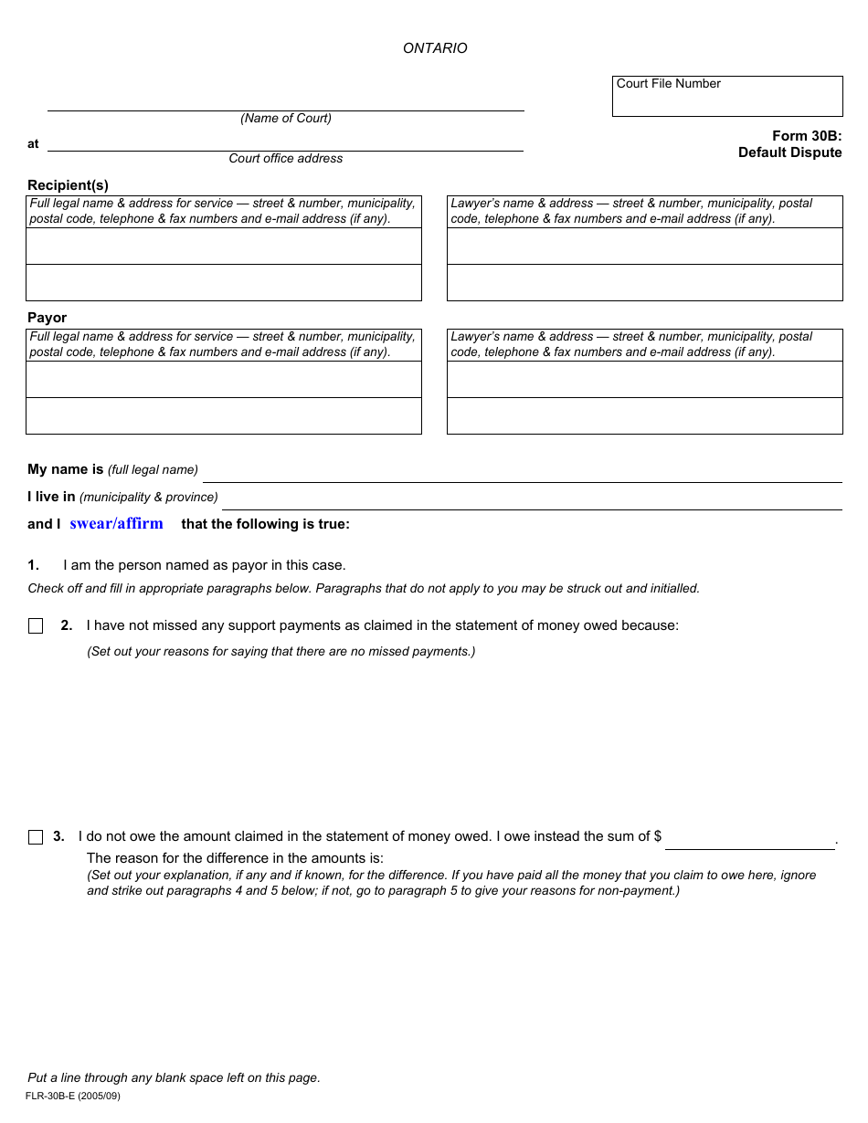 Form 30B - Fill Out, Sign Online and Download Fillable PDF, Ontario ...