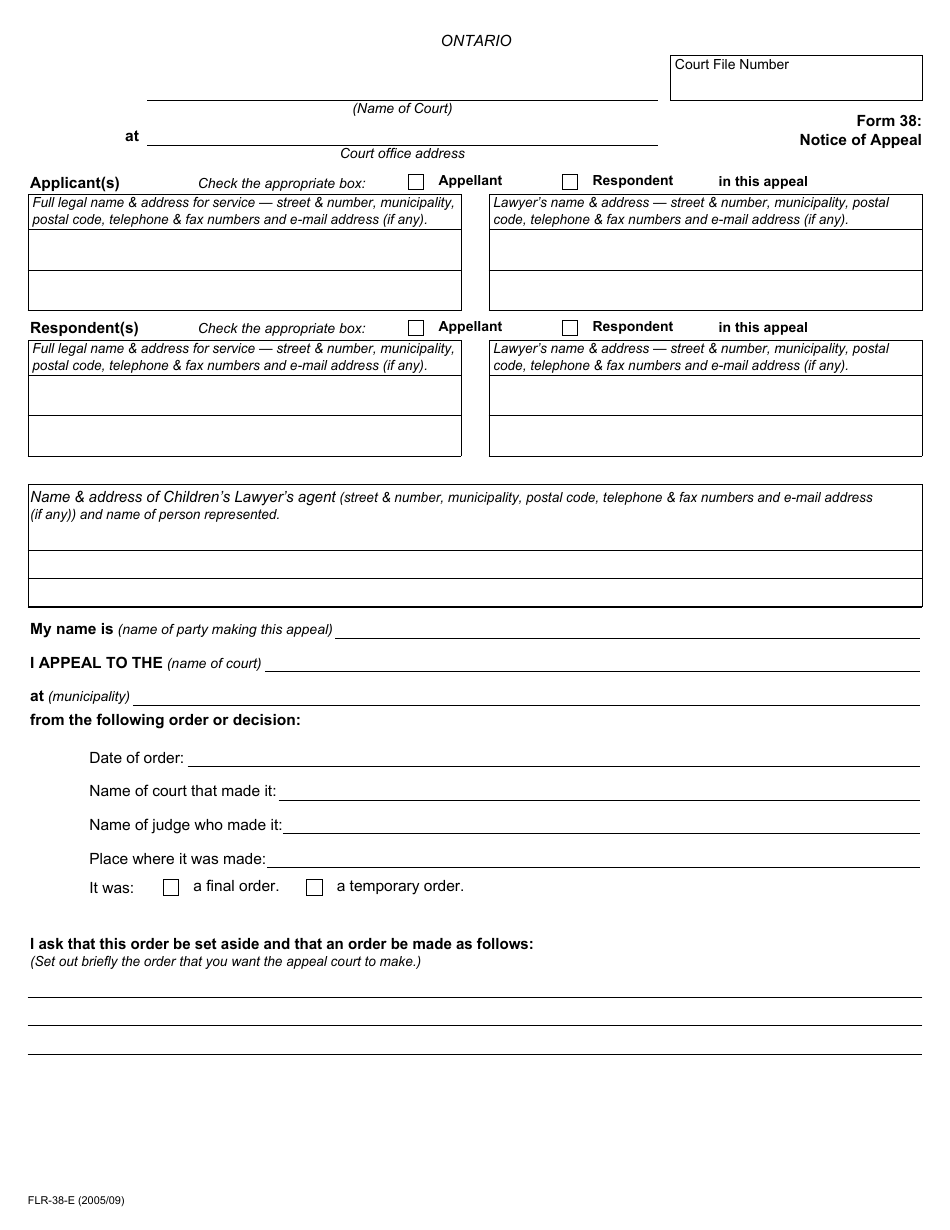 Form 38 - Fill Out, Sign Online and Download Fillable PDF, Ontario ...