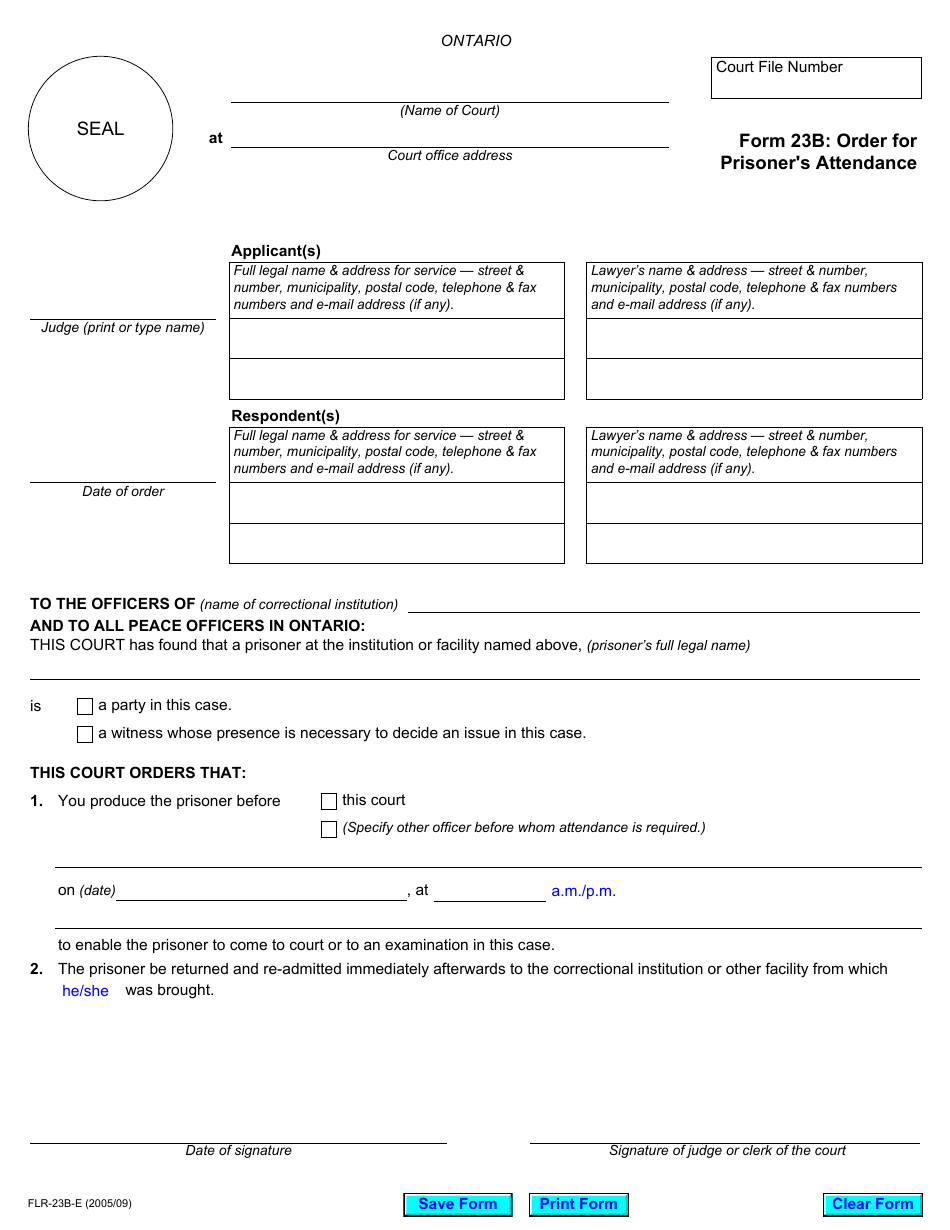 Form 23B - Fill Out, Sign Online and Download Fillable PDF, Ontario ...