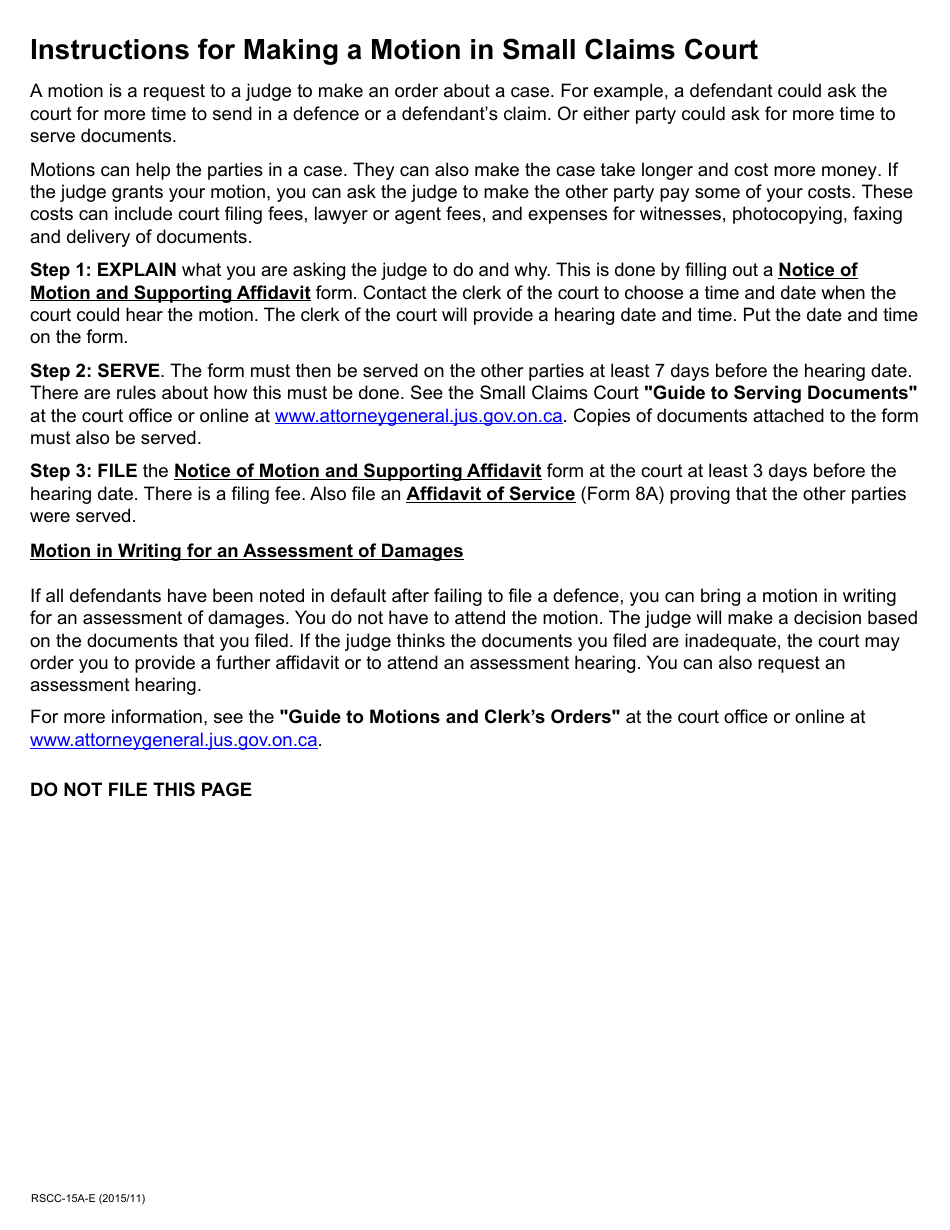 Form 15A - Fill Out, Sign Online and Download Fillable PDF, Ontario ...