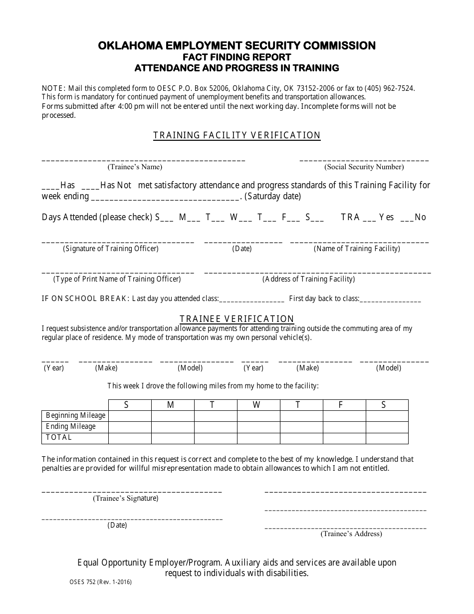 Form OSES752 - Fill Out, Sign Online and Download Printable PDF ...
