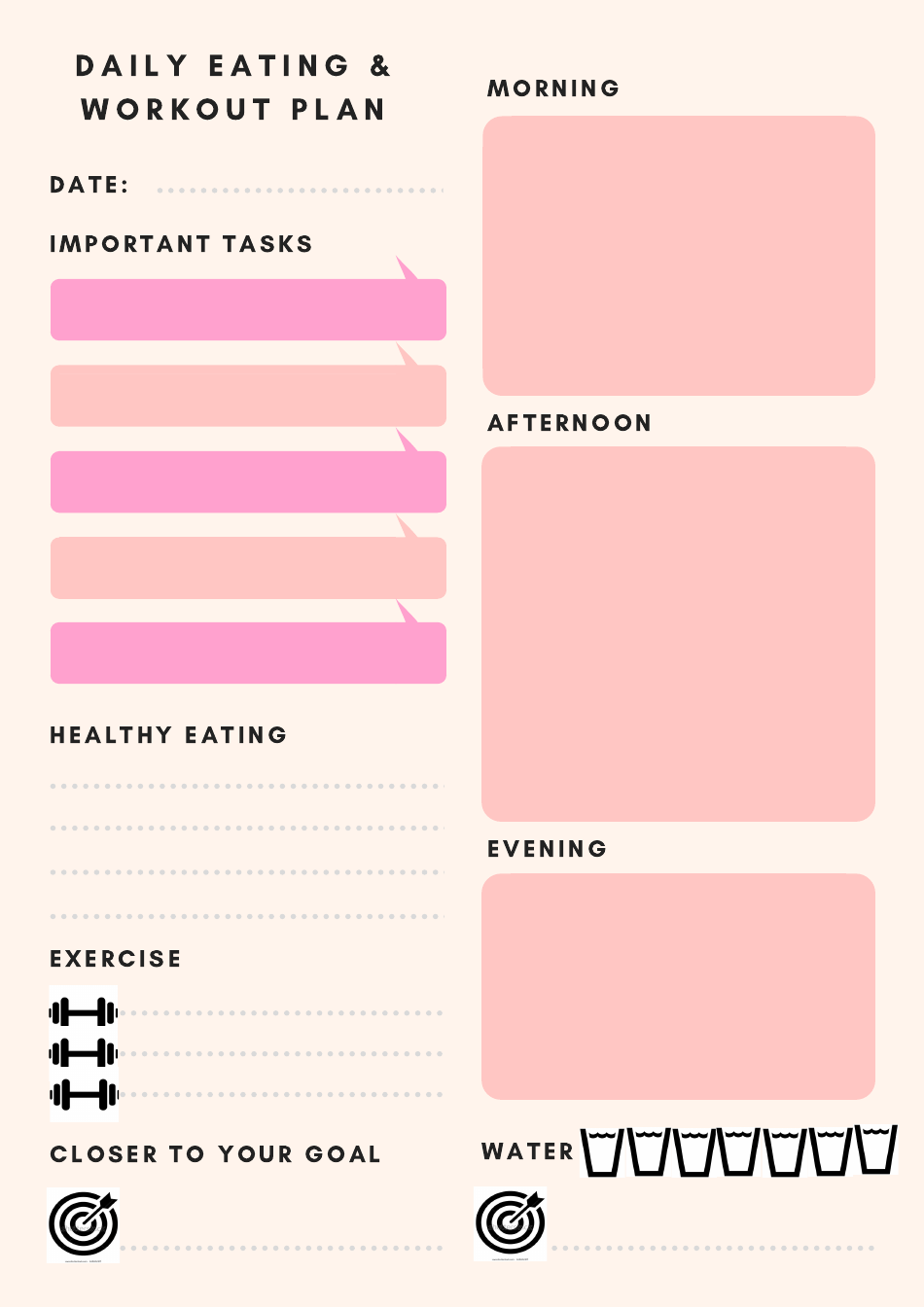 Daily Eating & Workout Plan Template Download Printable PDF ...