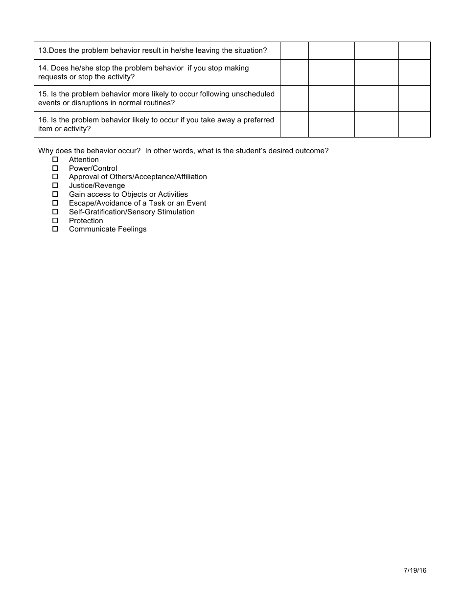 Functional Behavioral Assessment Staff/Parent Interview Form - South ... Functional Behavioral Assessment Staff/Parent Interview Form - South ...