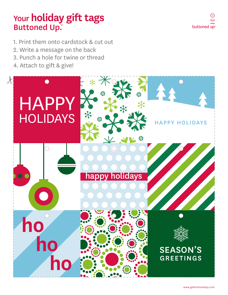 Holiday Gift Tag Template Set - Buttoned up Download Printable PDF ...