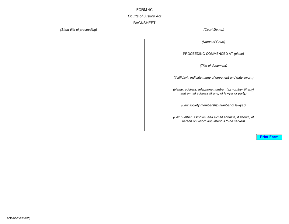 Ontario Canada Backsheet - Fill Out, Sign Online and Download PDF ...