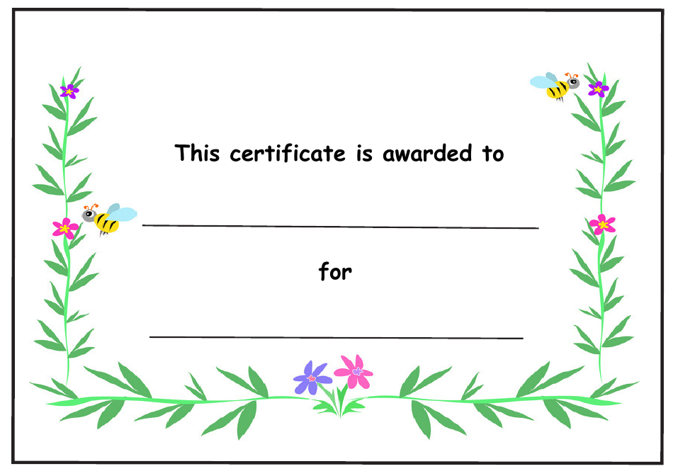 Kids Award Certificate Template Flowers And Bees Download Printable kids-award-certificate-template-flowers-and-bees-download-printable