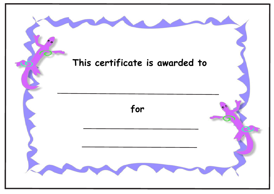 Kids Award Certificate Template - Pruple Lizards Download Printable PDF ...