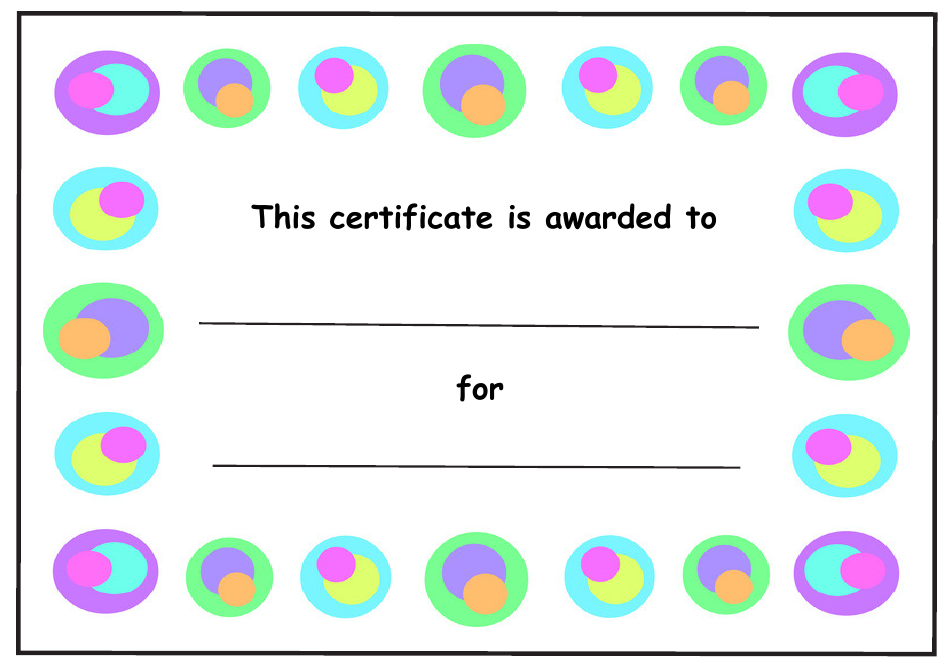 Kids Award Certificate Template With Colored Circles Border Download ...