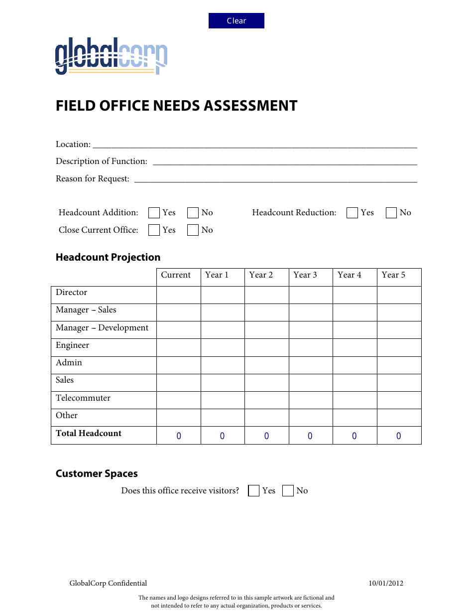 Field Office Needs Assessment Template - Globalcorp Download Fillable ...