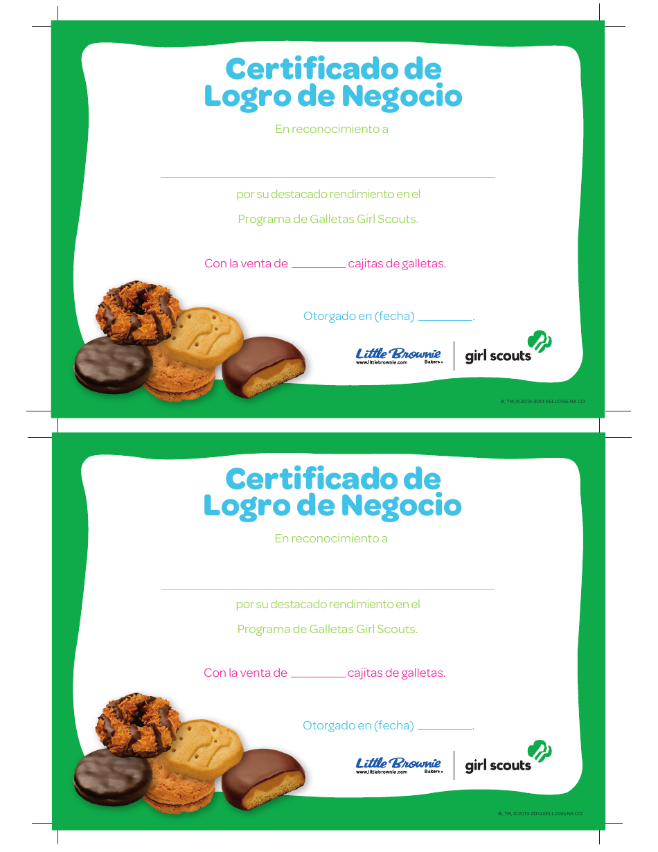 Certificado De Logro De Negocio Download Printable PDF (Spanish ...