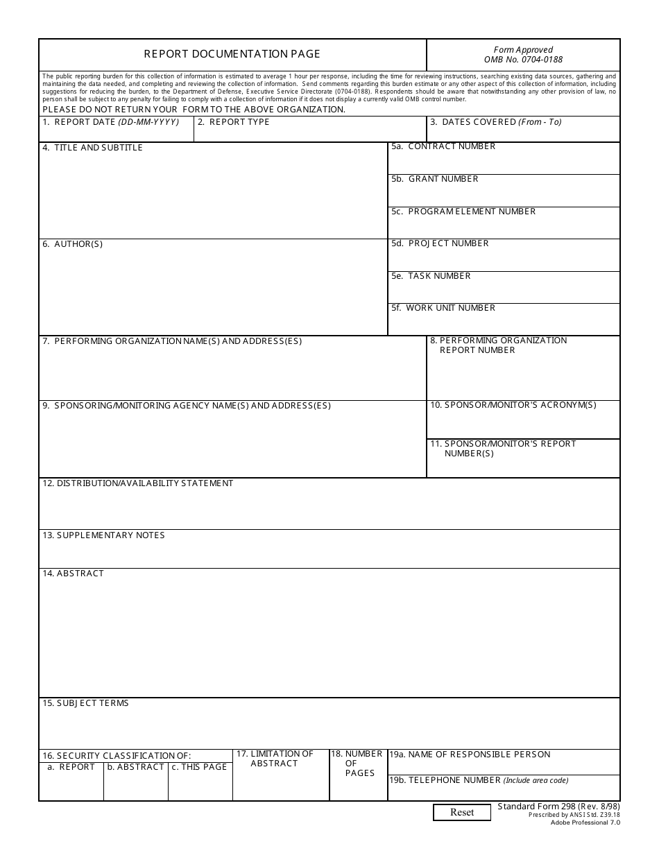 Form SF-298 - Fill Out, Sign Online and Download Fillable PDF ...