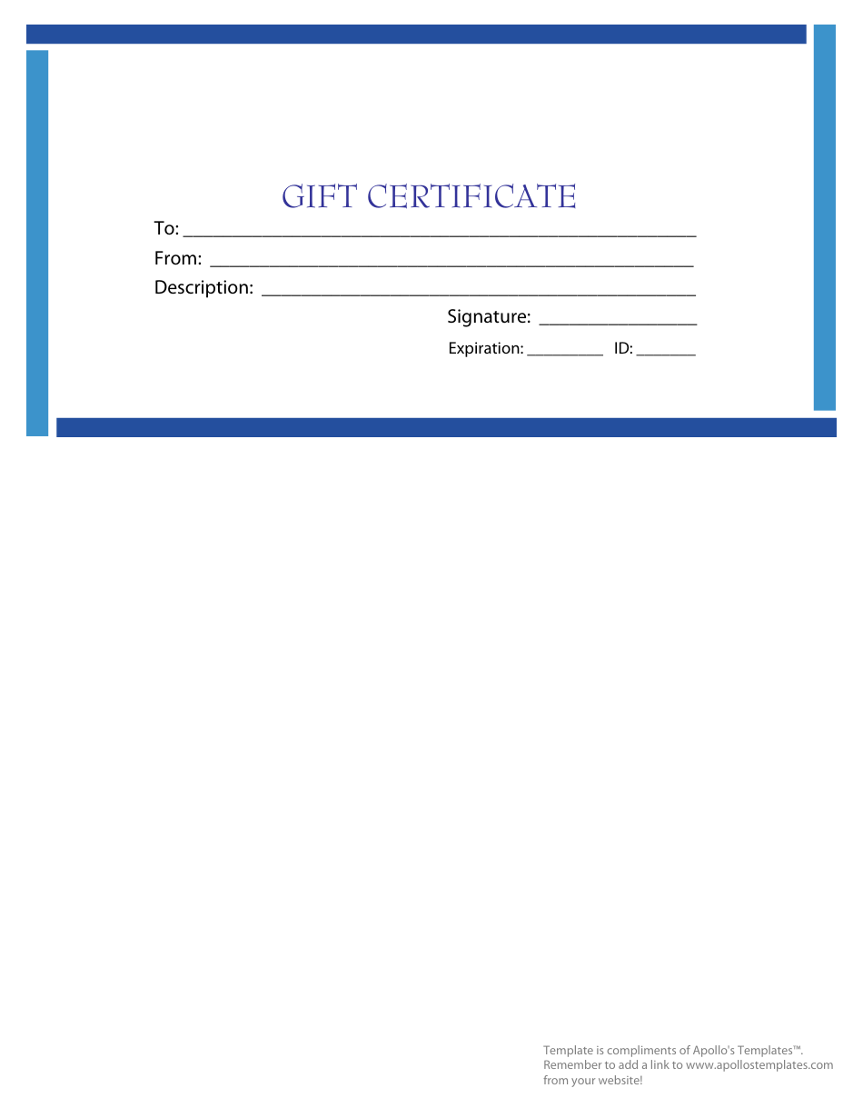Gift Certificate Template - Blue Border Download Fillable PDF ...