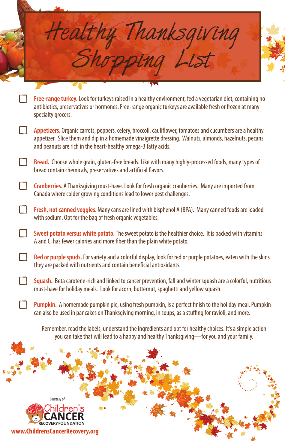 Healthy Thanksgiving Shopping List Template Download Printable PDF ...