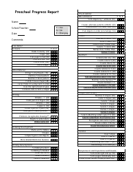 Preschool Progress Report Template Download Printable PDF | Templateroller