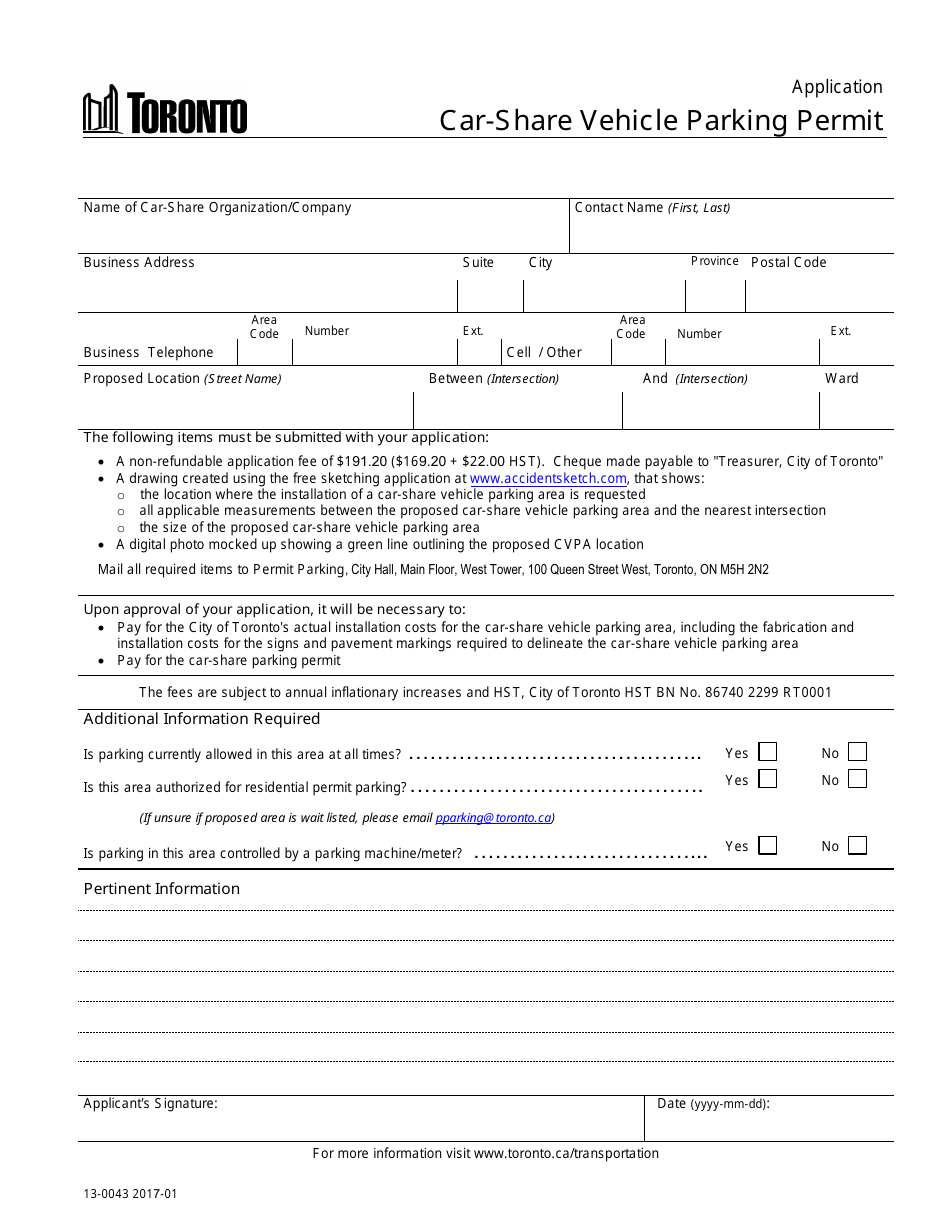 Form 13-0043 - Fill Out, Sign Online and Download Printable PDF, City ...