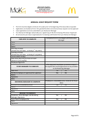 Annual Leave Request Form - Mcdonald's Download Printable PDF ...
