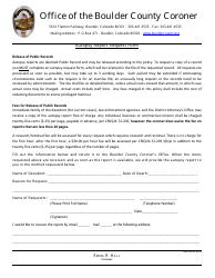 Boulder County, Colorado Autopsy Report Request Form Download Printable ...