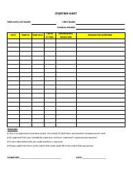 Overtime Tracking Sheet Template Download Printable PDF | Templateroller