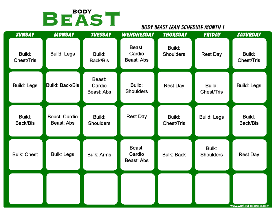 Body Beast Workout Schedule Lean | EOUA Blog