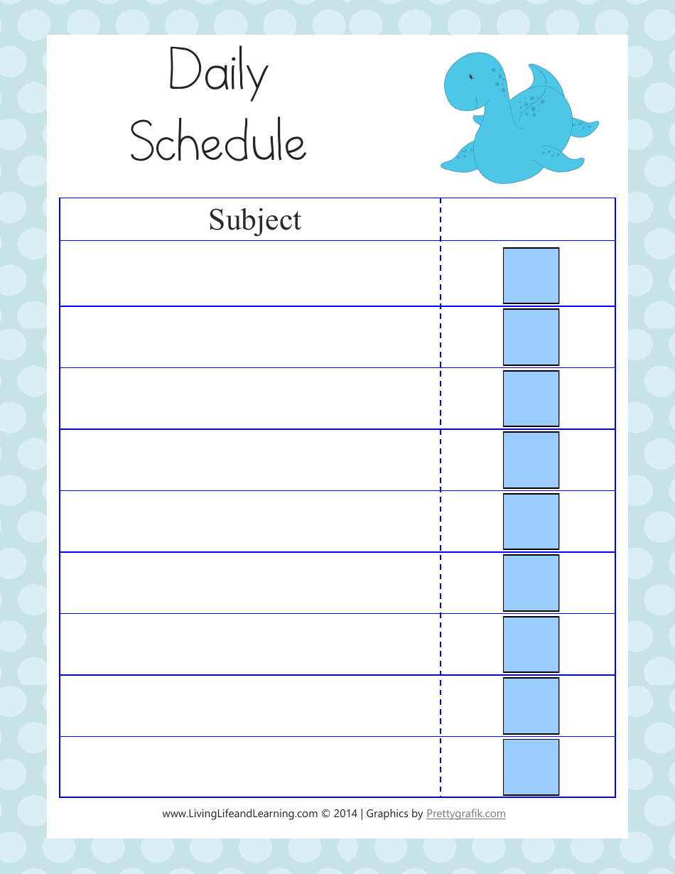 Blue Daily Schedule Template - Dinosaur Download Printable PDF ...