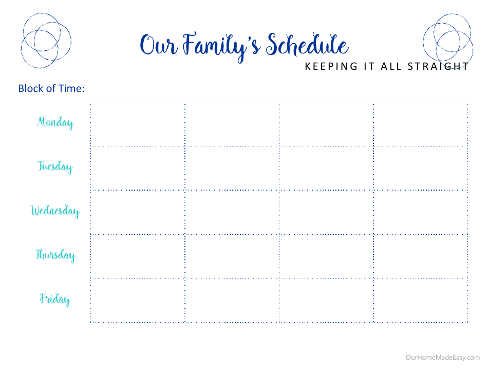 White and Blue Family's Schedule Template Download Printable PDF ...