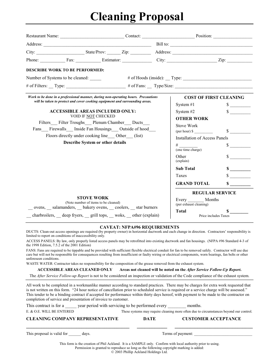 Free Cleaning Proposal Template