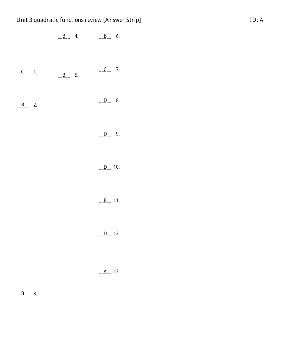 Quadratic Functions Review Worksheet Download Printable PDF ...