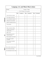 Language, Art, and Music Observation Template Download Printable PDF ...