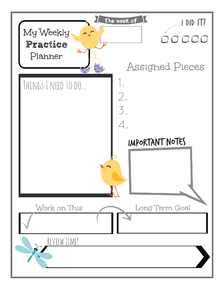 Weekly Practice Planner Template for Kids Download Printable PDF ...