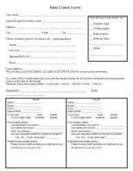 New Client Form Download Printable PDF | Templateroller