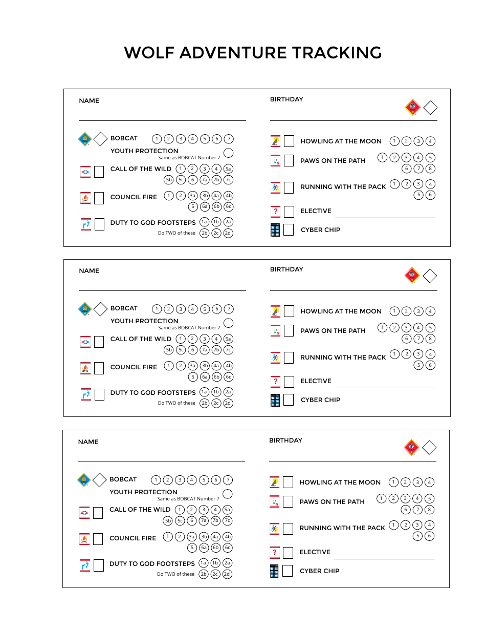 Wolf Adventure Tracking Template Download Printable PDF | Templateroller