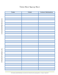 Talent Show Sign-Up Sheet Template Download Printable PDF | Templateroller
