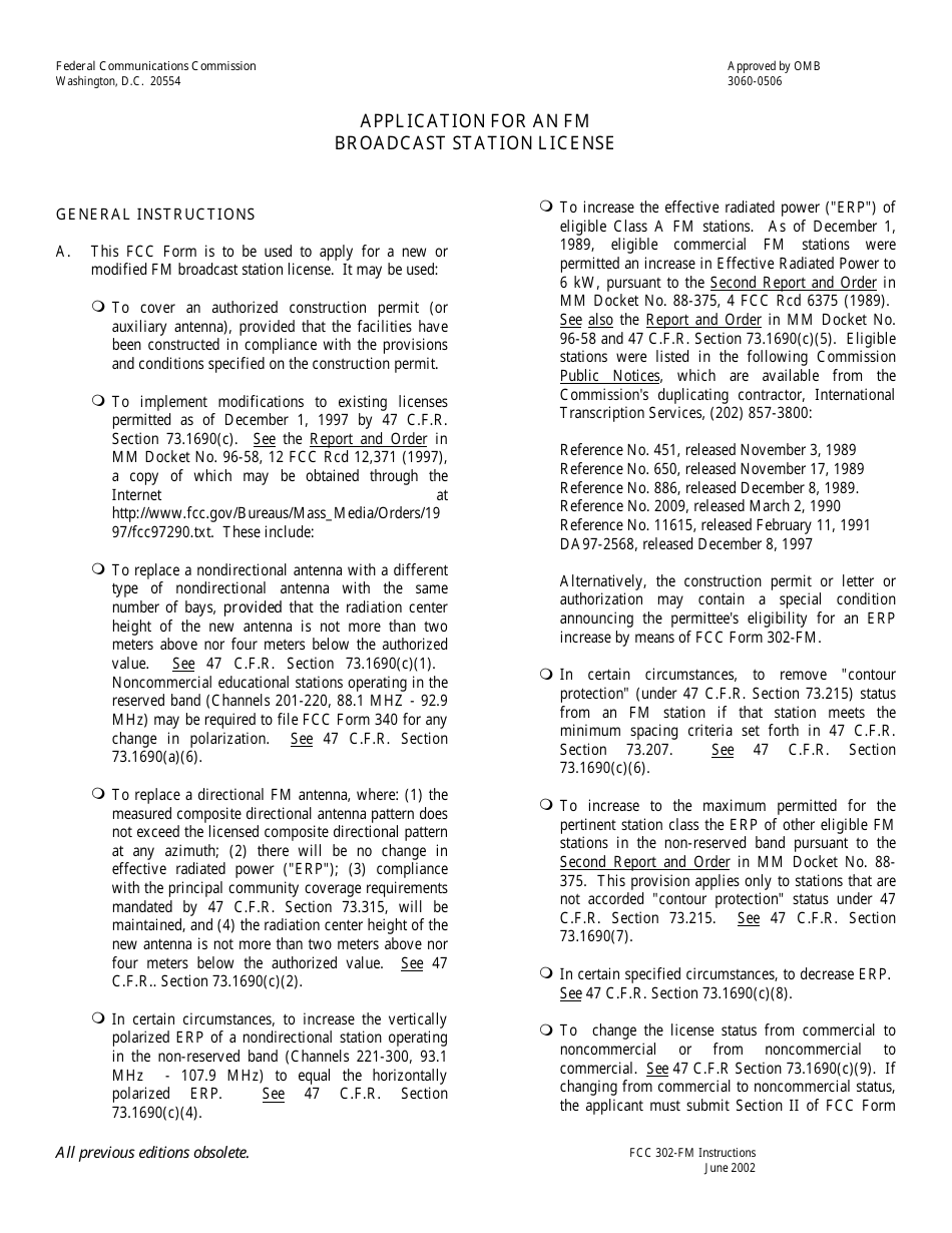 FCC Form 302-FM - Fill Out, Sign Online and Download Printable PDF ...