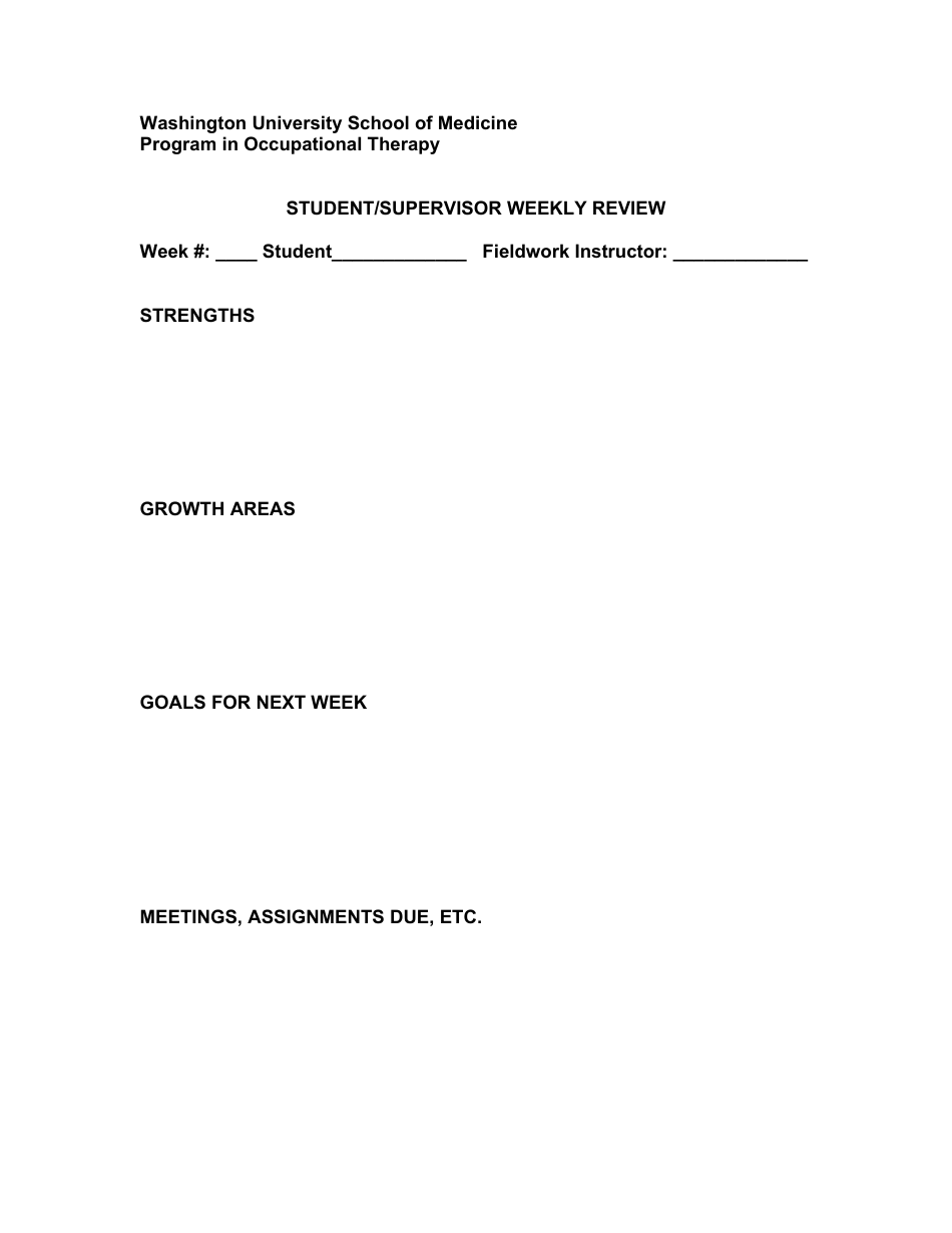 Student/Supervisor Weekly Review Form - Washington University School of ...