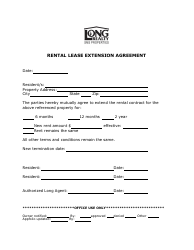 Rental Lease Extension Agreement Form- Long Realty Sms Properties ...