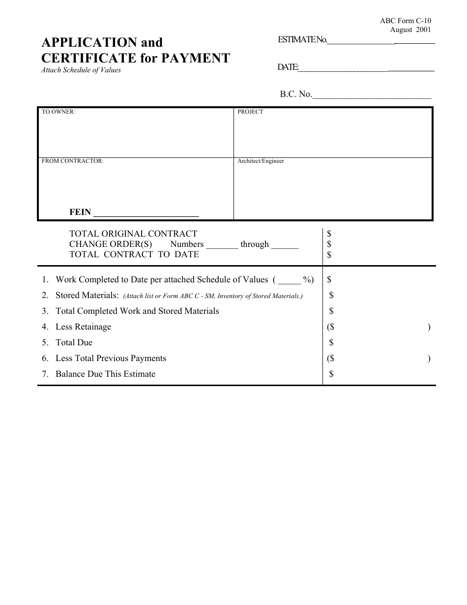 ABC Form C-10 - Fill Out, Sign Online and Download Printable PDF ...