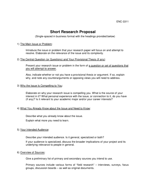 Short Research Proposal Template Download Printable PDF Templateroller
