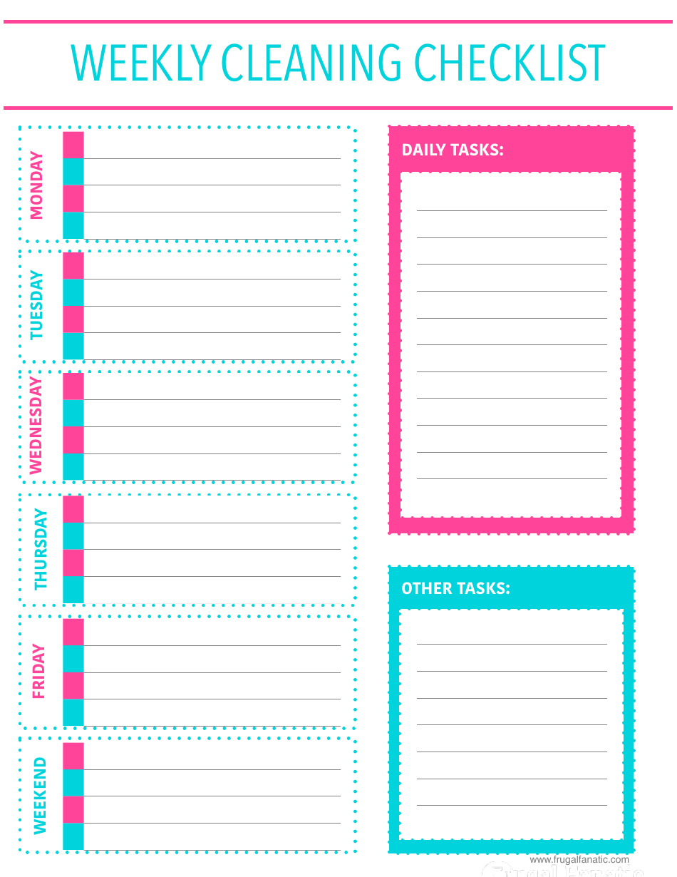 Weekly Cleaning Checklist Template - Blue Download Printable PDF ...