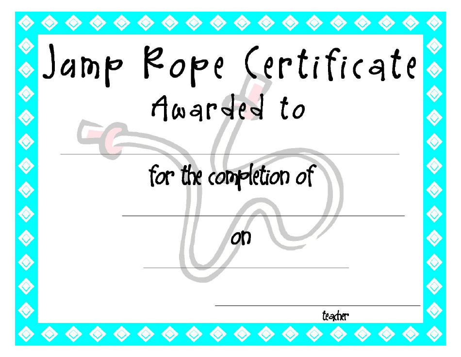 Jump Rope Certificate Award Template Download Printable PDF ...