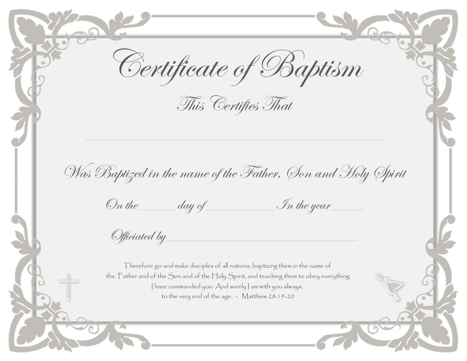 Baptism Certificate Template Download Printable PDF Templateroller