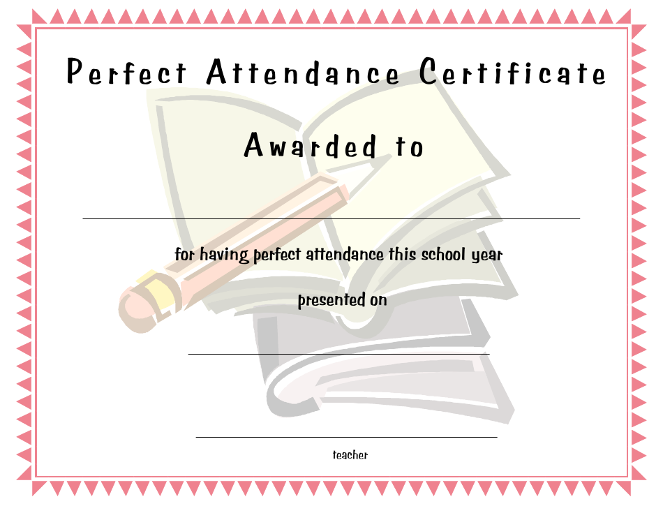 Perfect Attendance Award Certificate Template - Red Download Printable ...