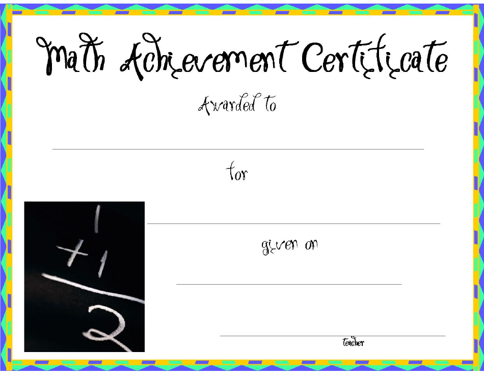 Math Certificate of Achievement Template - Varicolored Download ...
