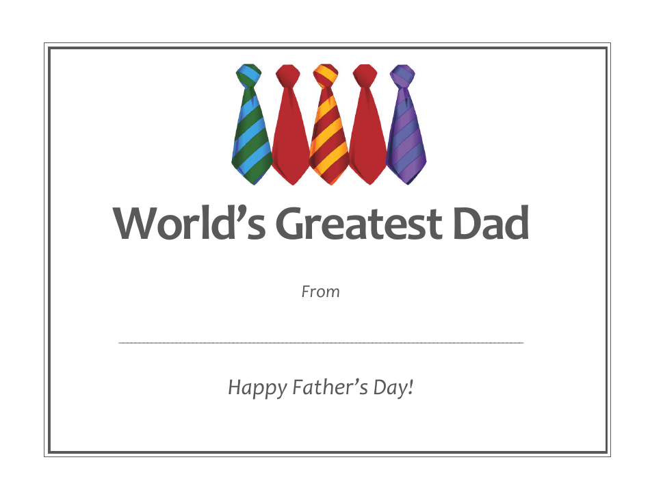 World's Greatest Dad Father's Day Certificate Template Download ...