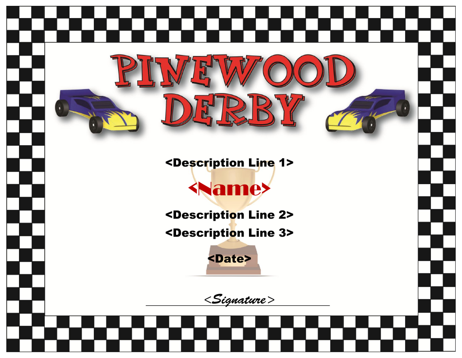 Pinewood Derby Certificate Template Download Fillable PDF Templateroller