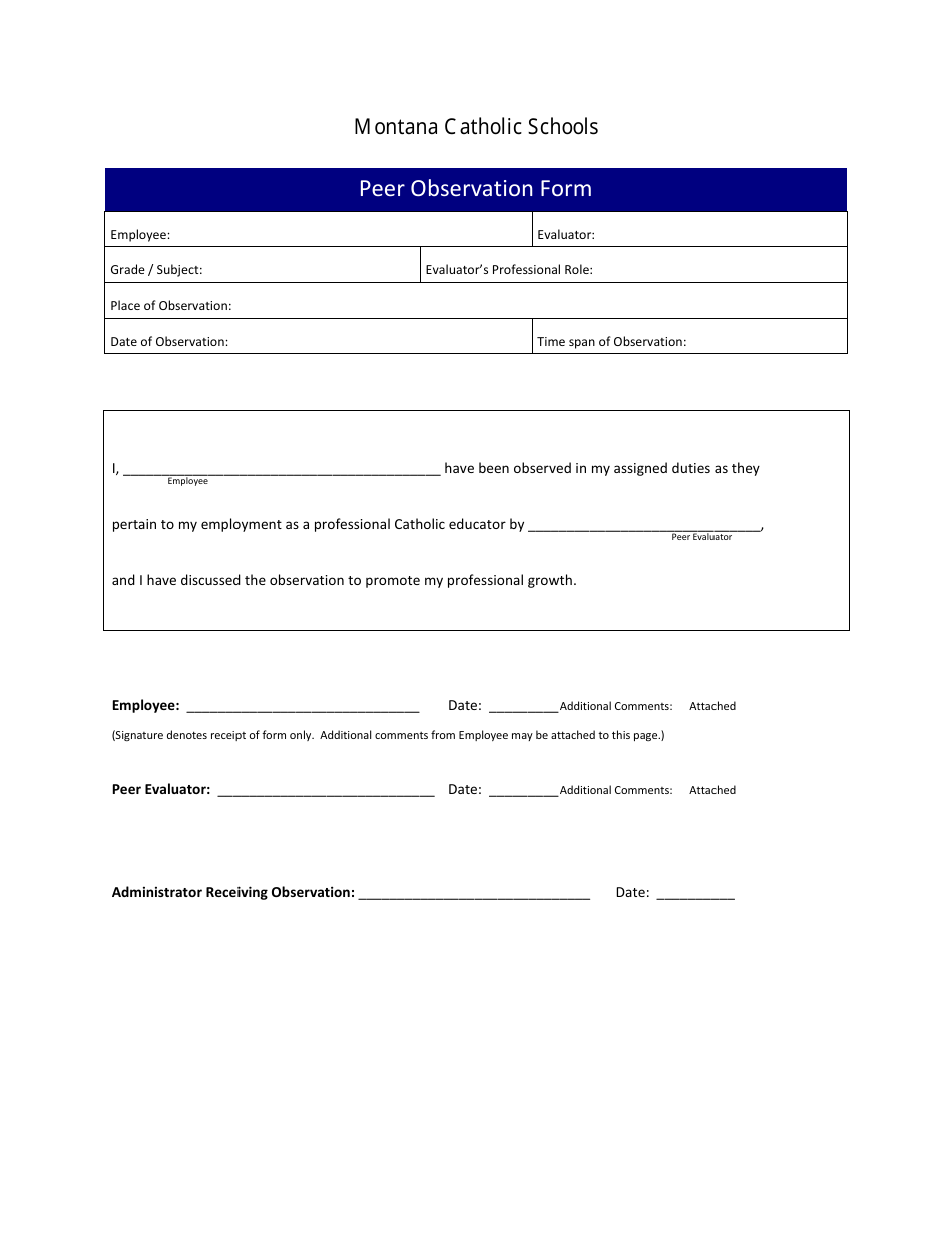 Peer Observation Form - Montana Catholic Schools - Fill Out, Sign ...