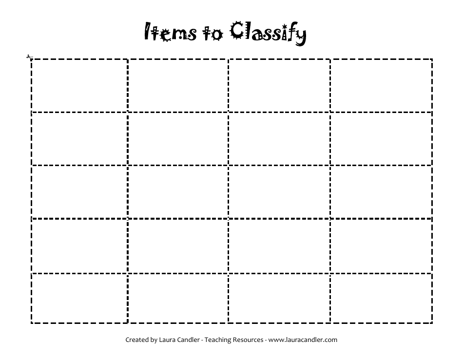 Items to Classify Sorting Card Templates Download Fillable PDF ...
