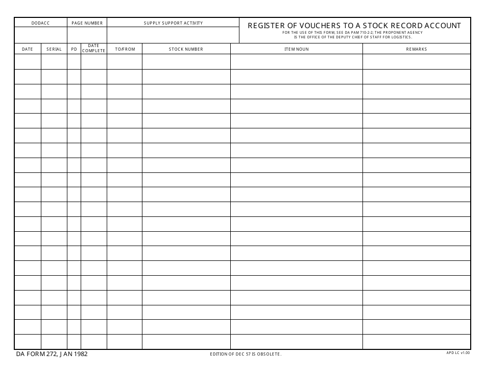 DA Form 272 - Fill Out, Sign Online and Download Fillable PDF ...