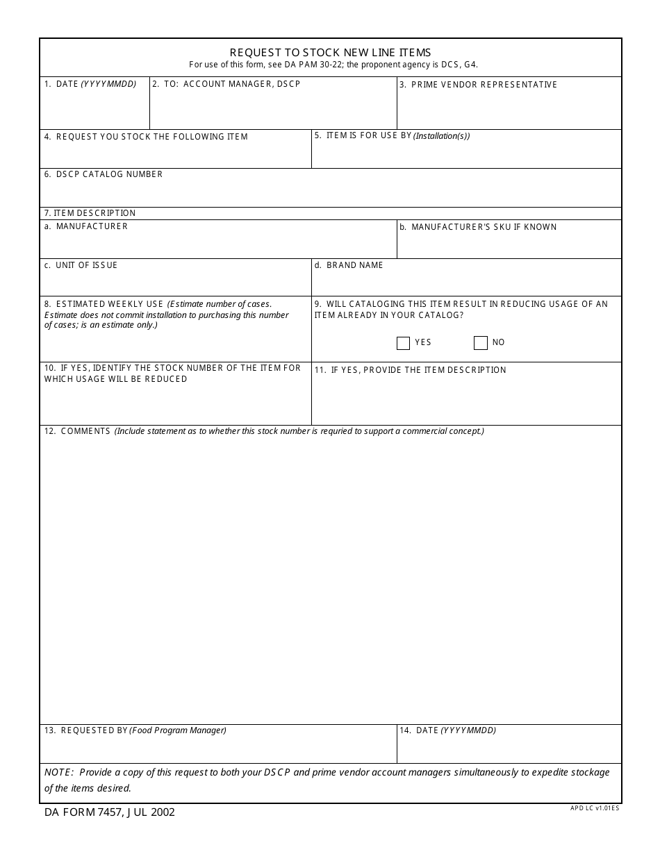 DA Form 7457 - Fill Out, Sign Online and Download Fillable PDF ...