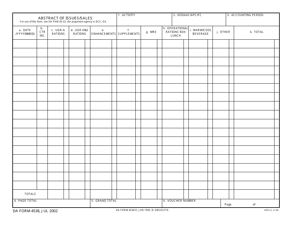 DA Form 4538 - Fill Out, Sign Online and Download Fillable PDF ...