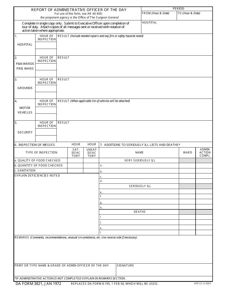 DA Form 3821 - Fill Out, Sign Online and Download Fillable PDF ...